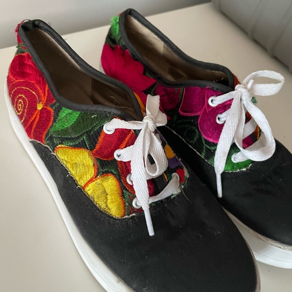 Shoes | Handembroidered Platform Vans Lookalike Womens 8m | Poshmark